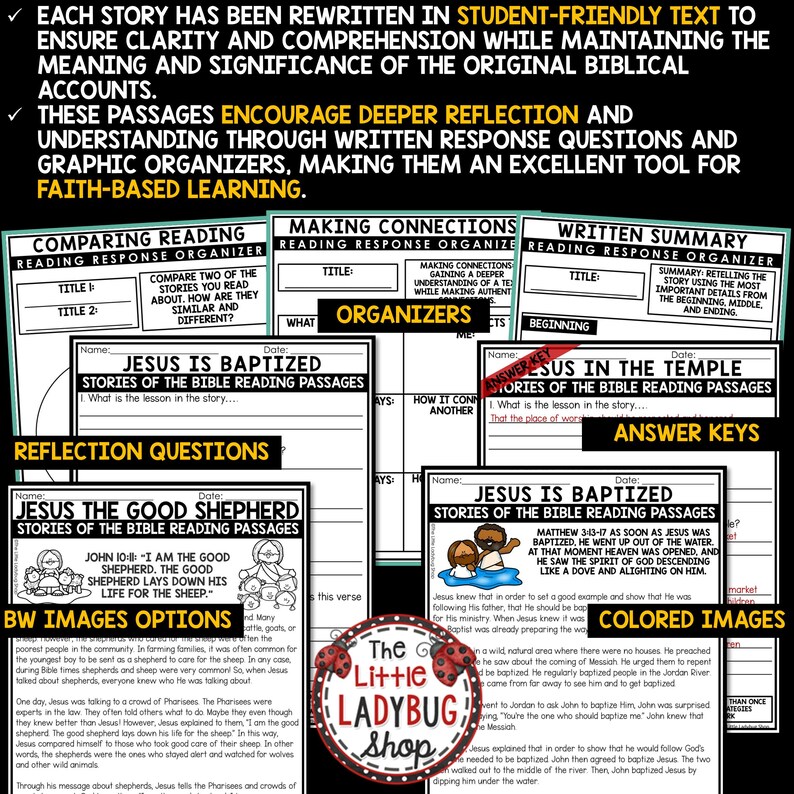 Christian Bible Stories Reading Passages | Bible Study Worksheets ...