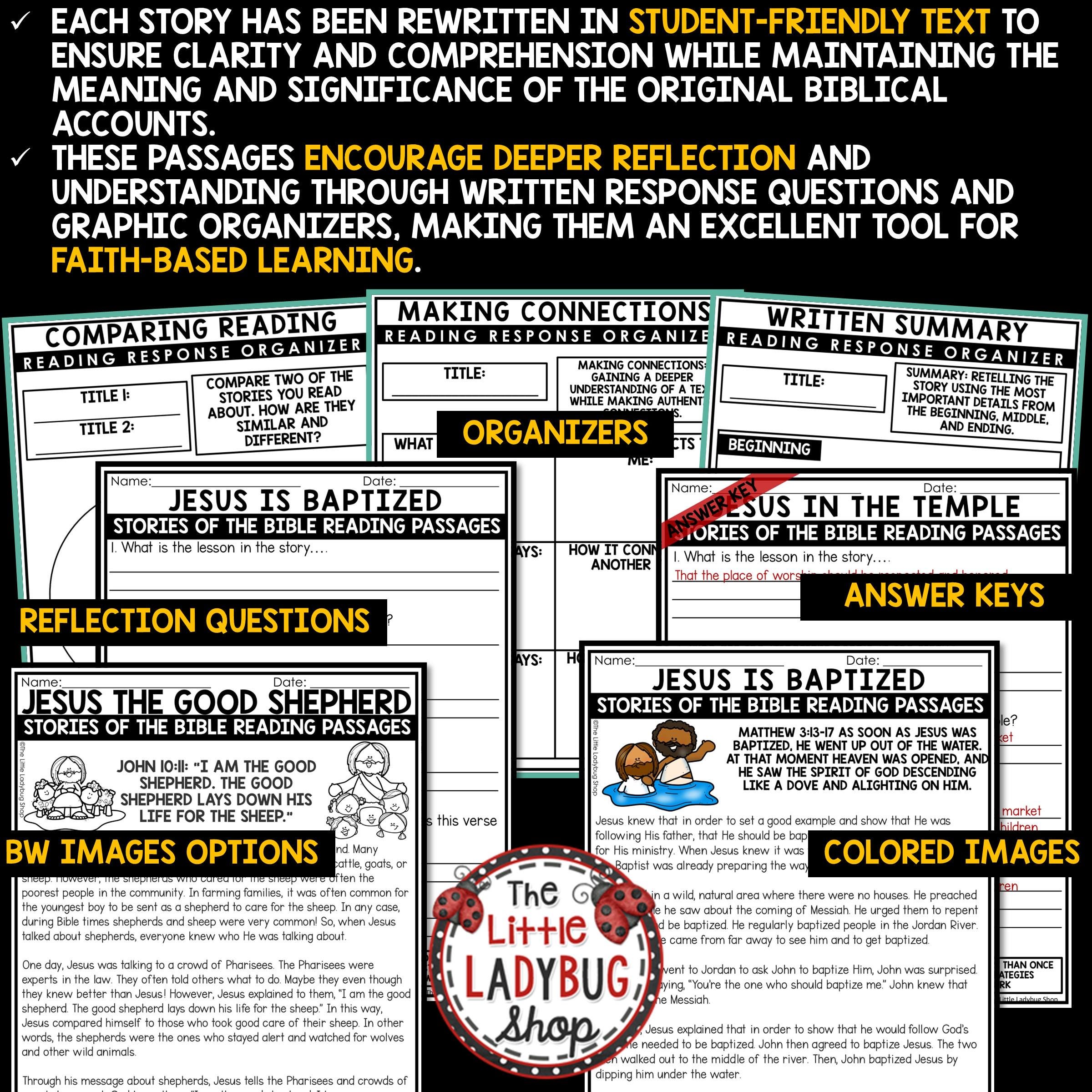 Christian Bible Stories Reading Passages | Bible Study Worksheets ...