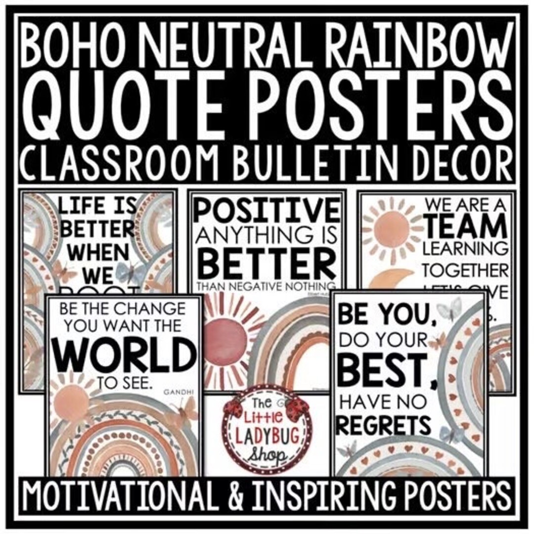 Boho Rainbow Theme Classroom Decor Bulletin Board | Boho Calm Nuetral ...