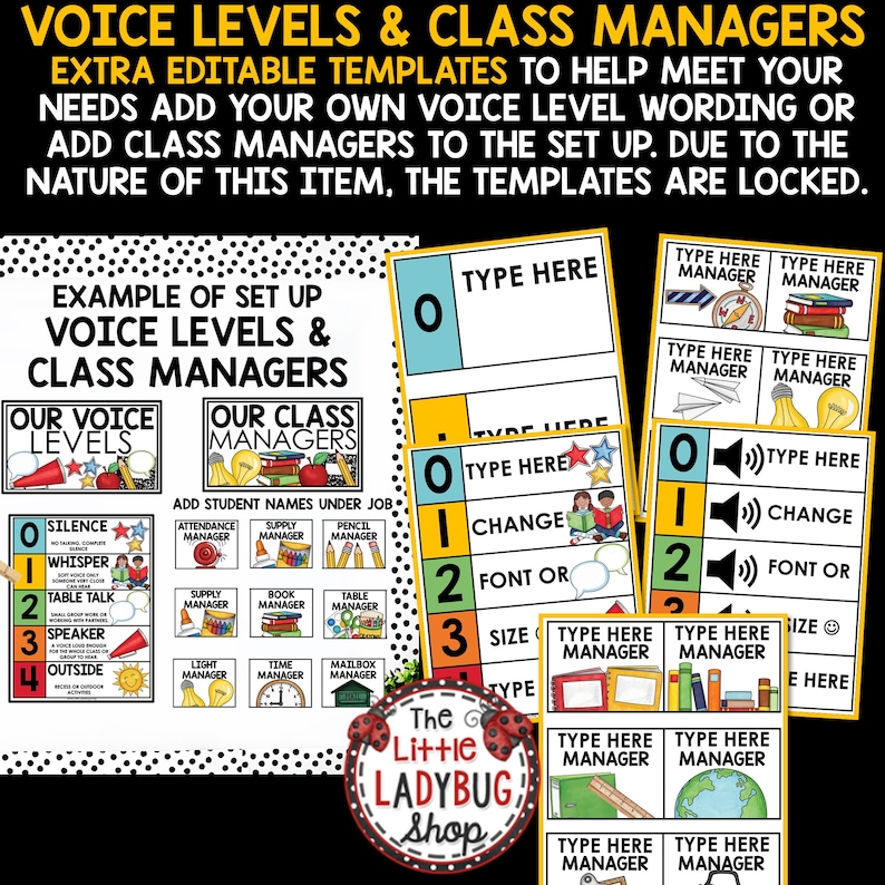 Class Voice Level Charts Posters Student Jobs Managers | Voice Level ...