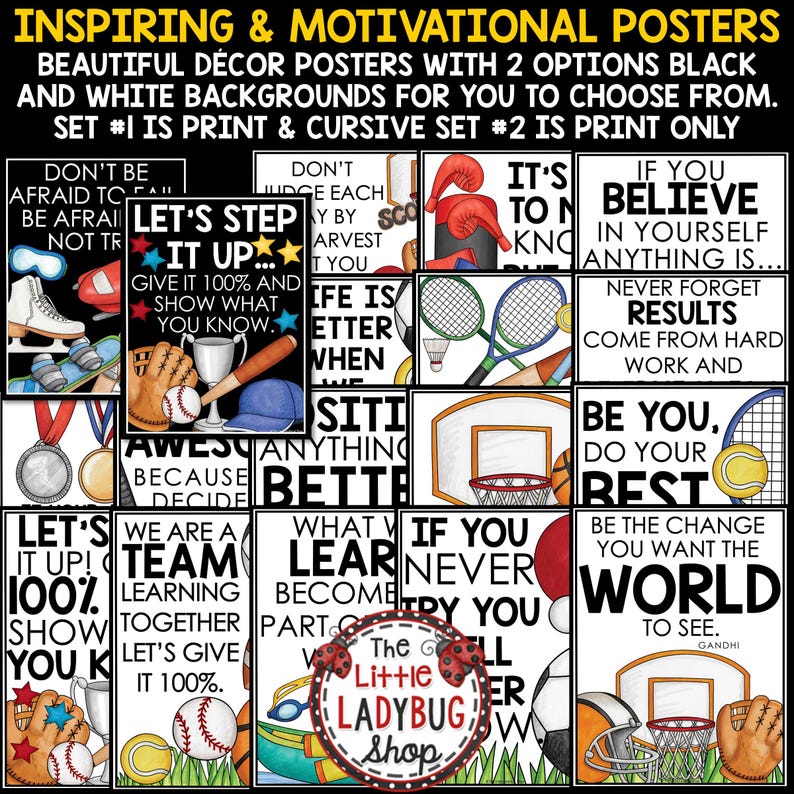 Sports Theme Classroom Decor Bulletin Board | Sports Motivational Quote ...