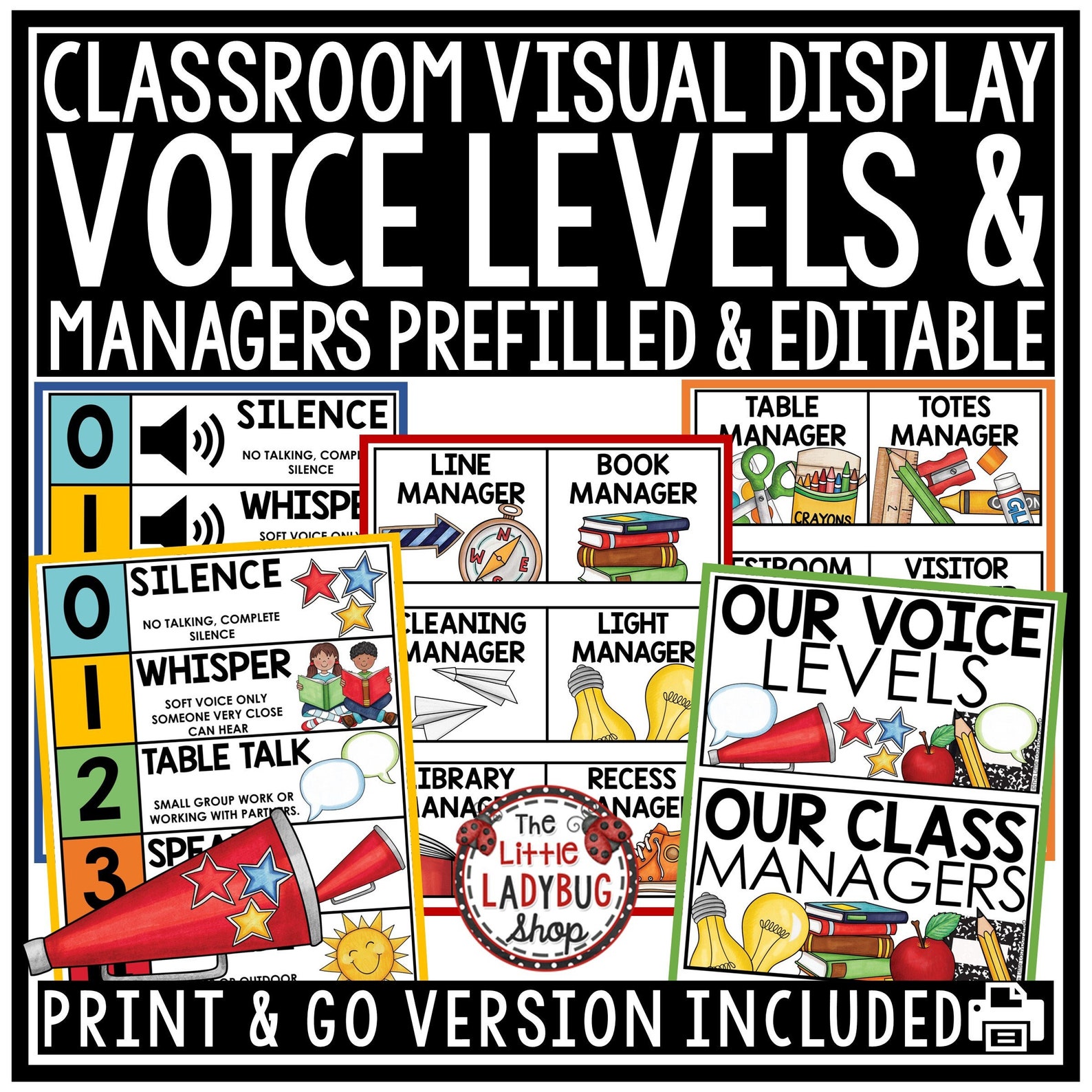 Class Voice Level Charts Posters Student Jobs Managers | Voice Level ...