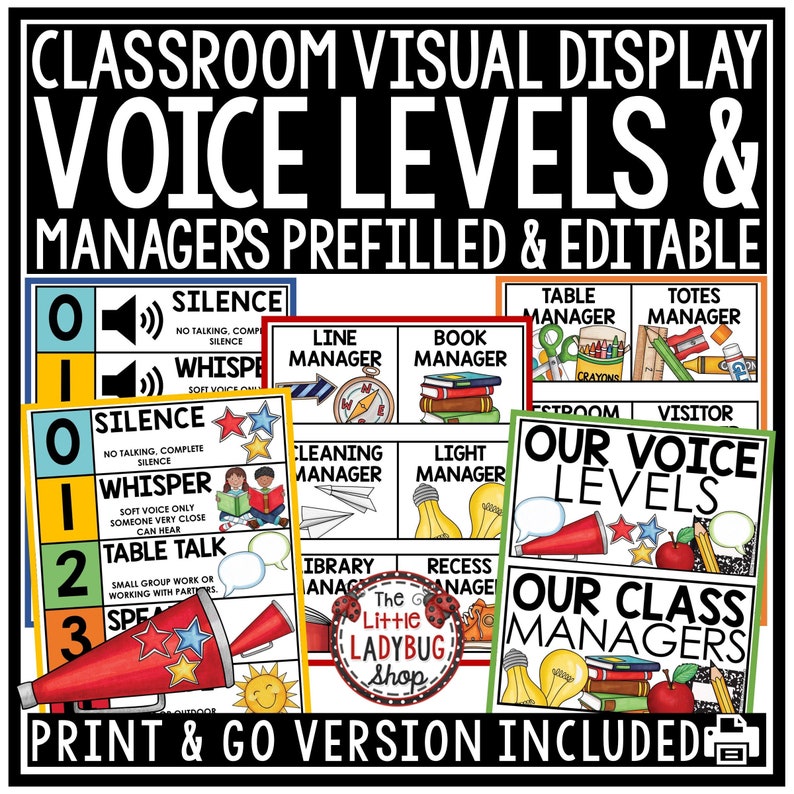 Class Voice Level Charts Posters Student Jobs Managers | Voice Level ...