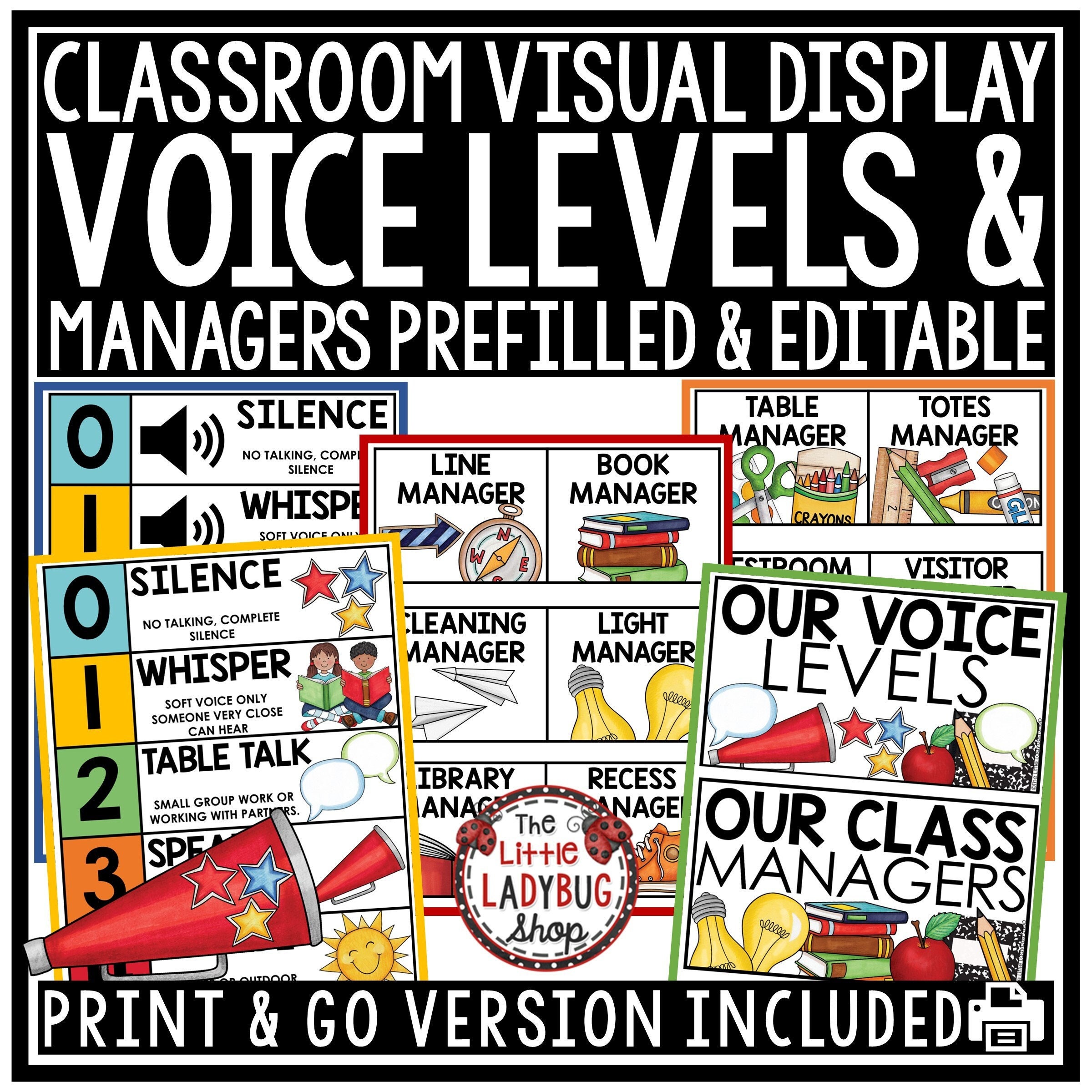 Class Voice Level Charts Posters Student Jobs Managers | Voice Level ...