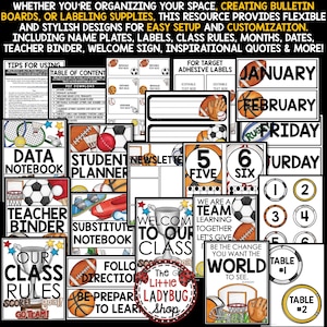 Sports Theme Classroom Decor Bundle | Sports Theme Motivational Quote ...