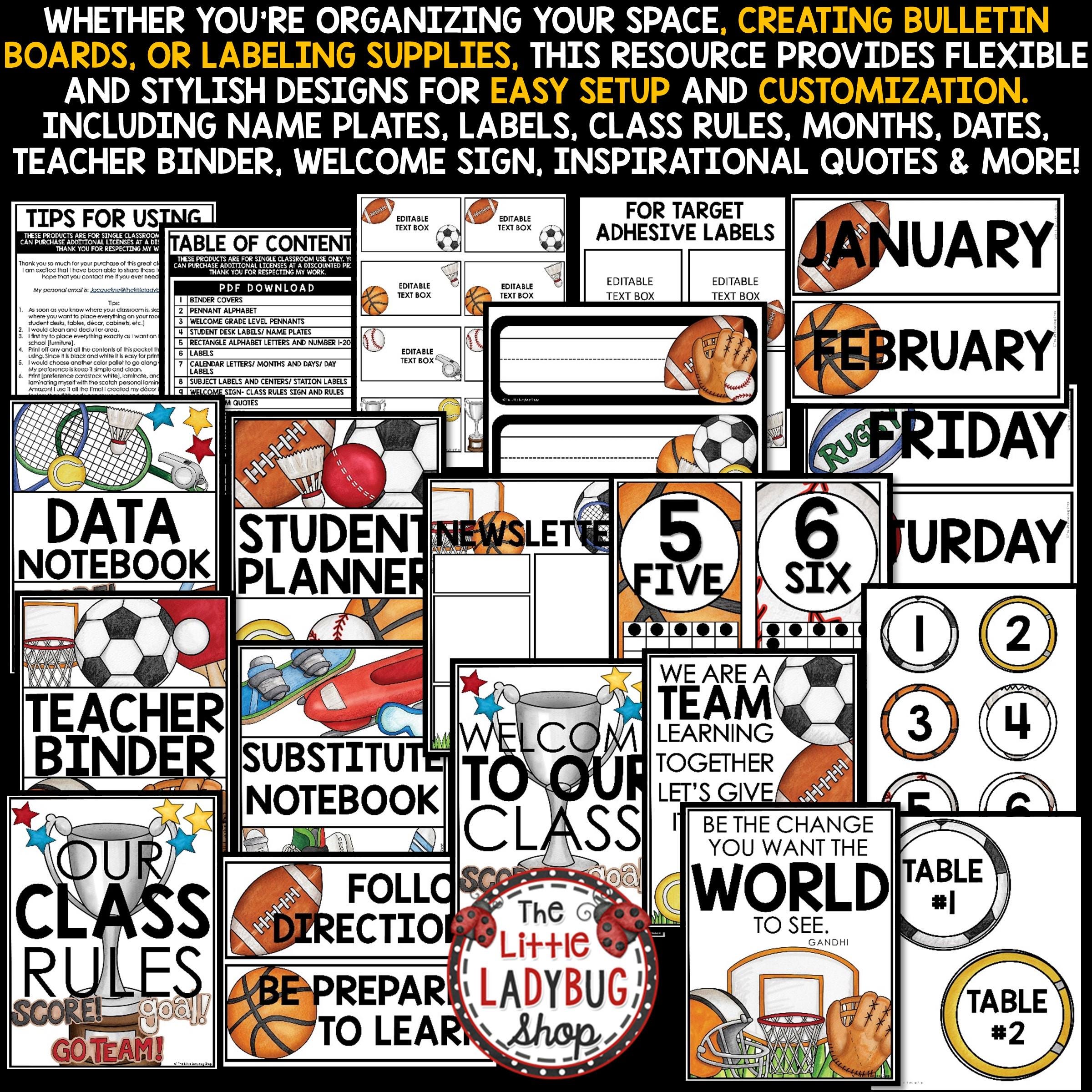 Sports Theme Classroom Decor Bundle | Sports Theme Motivational Quote ...