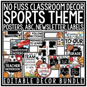 Sports Theme Classroom Decor Bundle | Sports Theme Motivational Quote ...