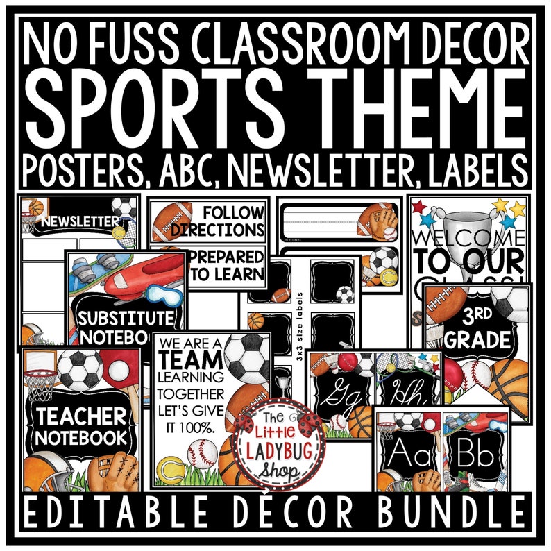 Sports Theme Classroom Decor Bundle Sports Theme Motivational Quote ...