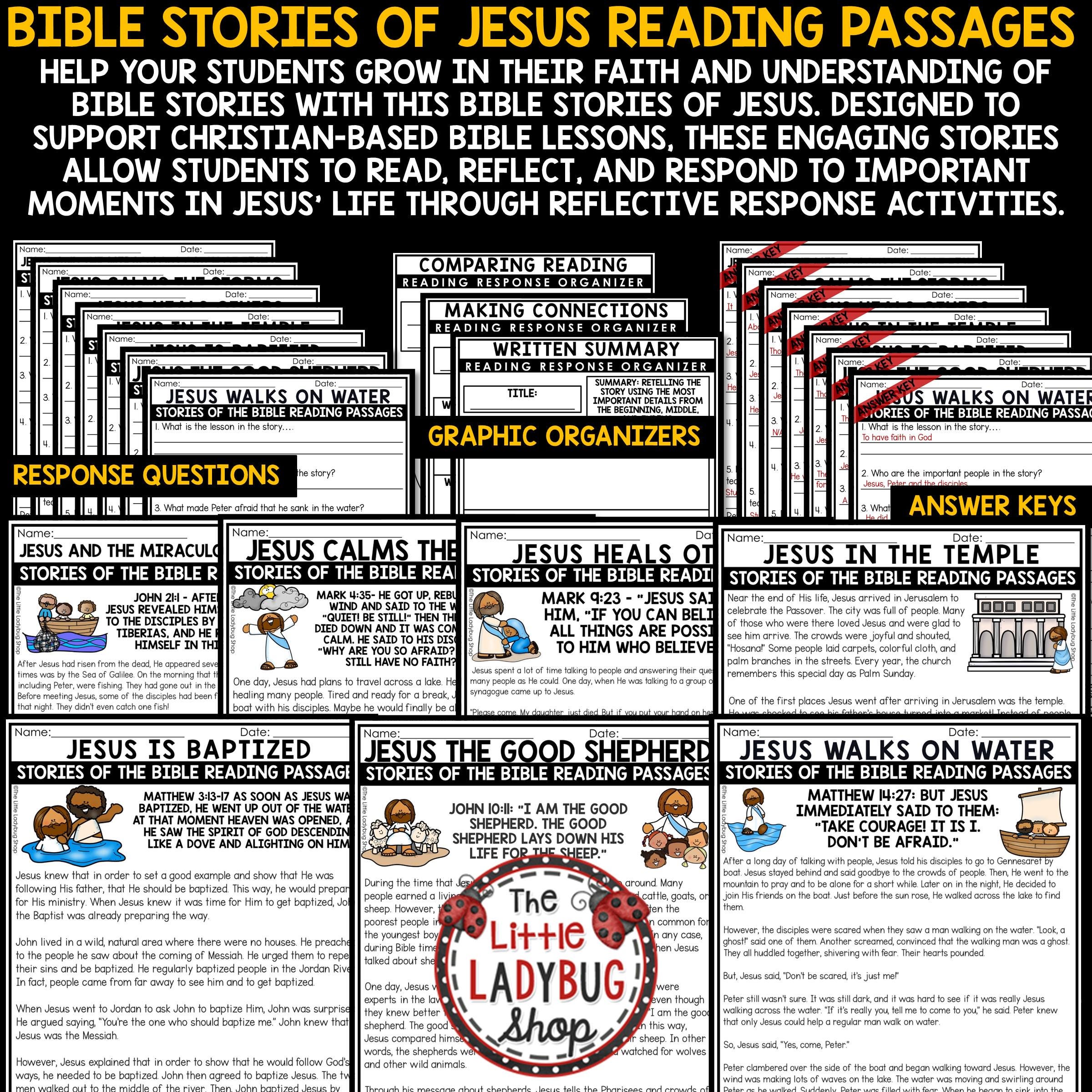 Christian Bible Stories Reading Passages | Bible Study Worksheets ...
