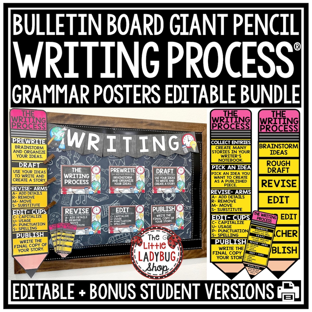 Writing Process Pencil Poster | Back to School Bulletin Board | Giant ...