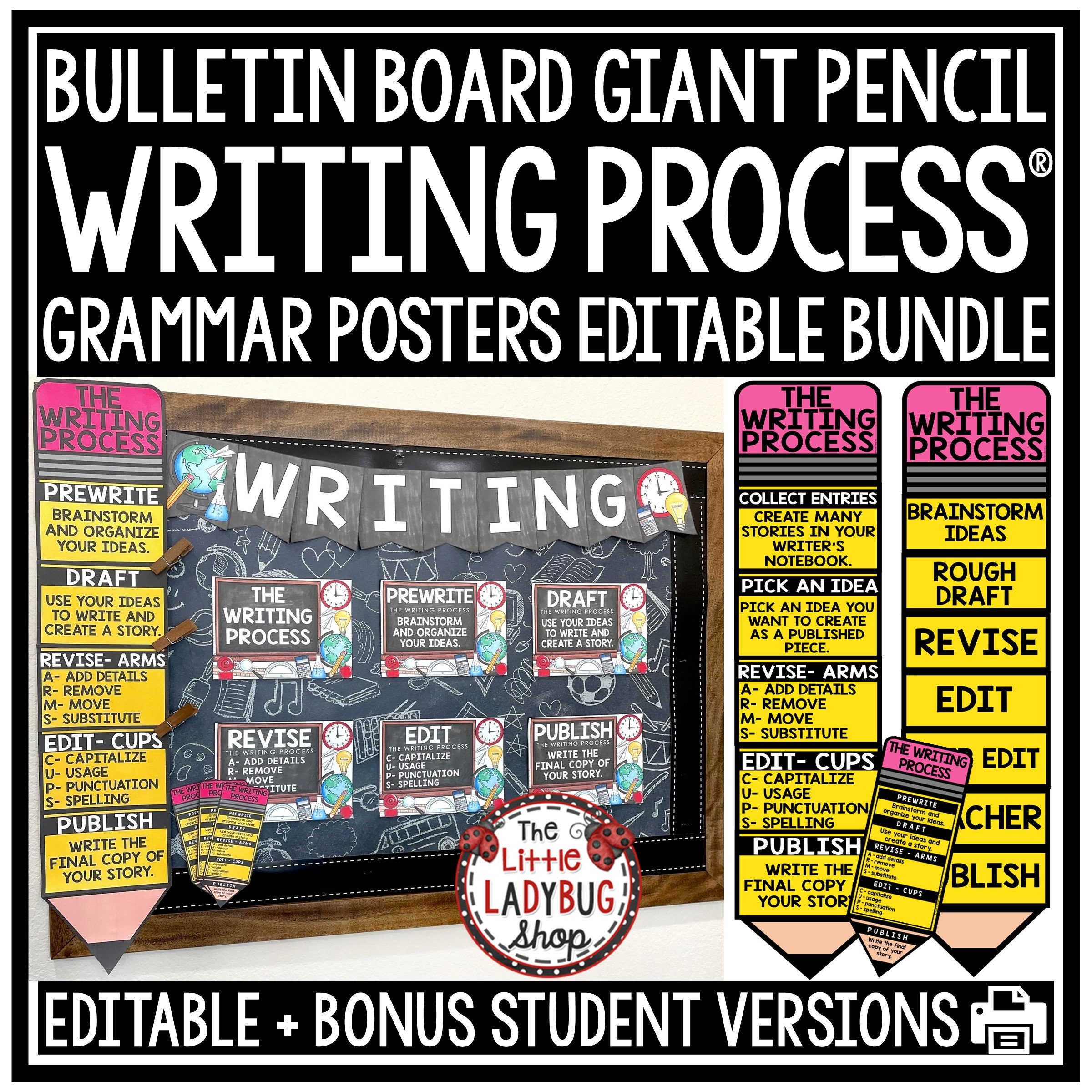 Writing Process Pencil Poster | Back to School Bulletin Board | Giant ...