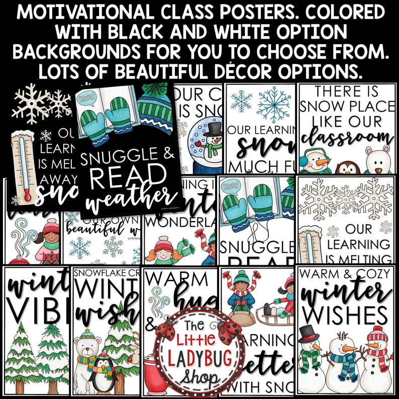 Winter Theme Classroom Decor Bulletin Board Holiday Motivational Quote ...