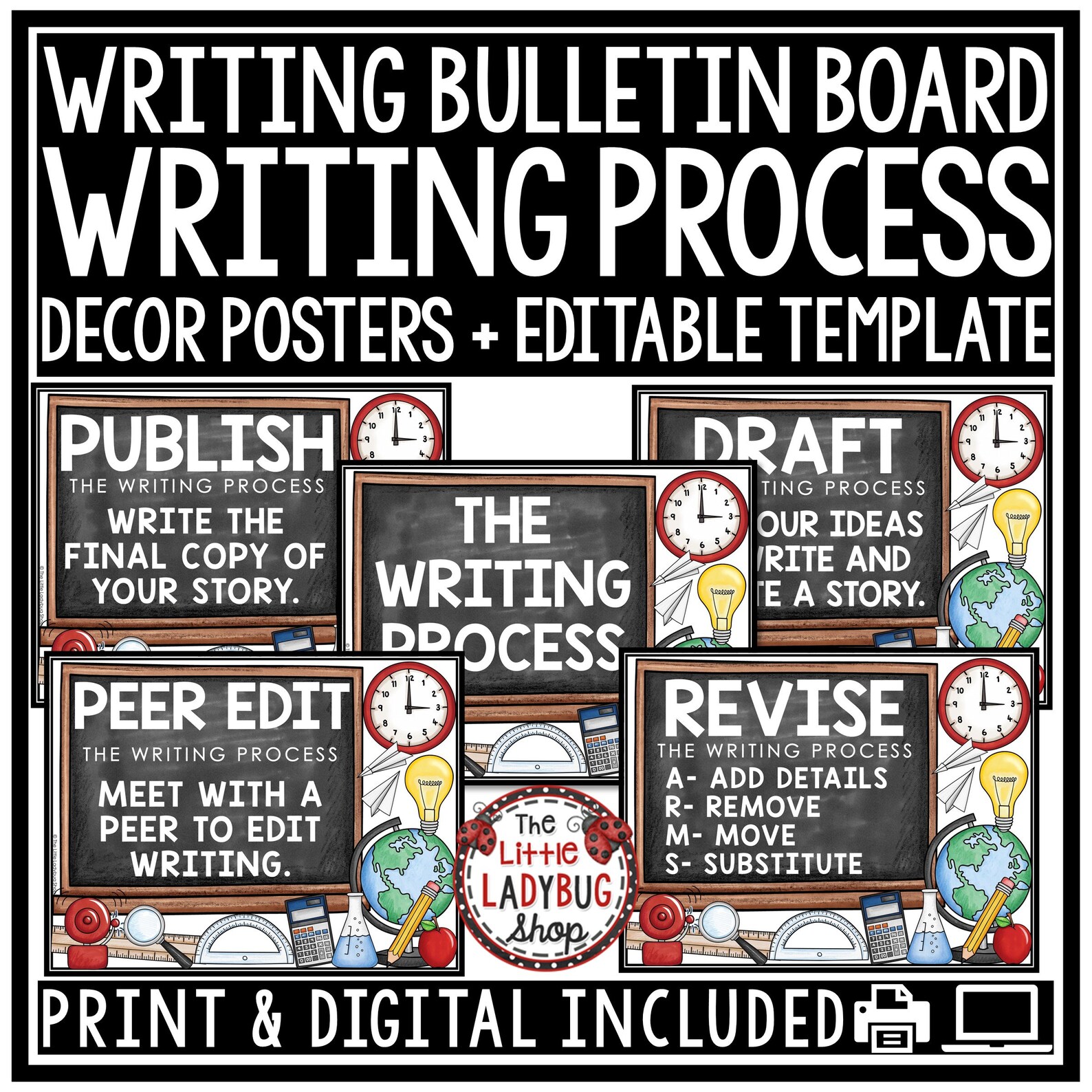 Writing Process Pencil Poster | Back to School Bulletin Board | Giant ...