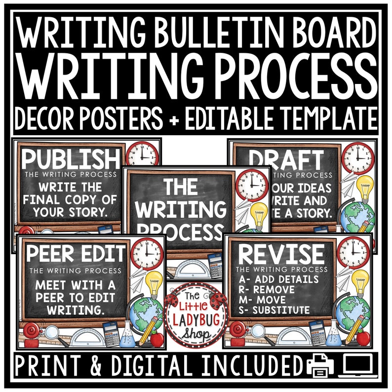 Writing Process Pencil Poster | Back to School Bulletin Board | Giant ...