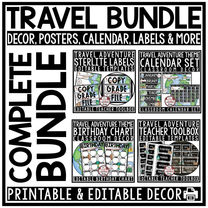 Adventure Travel Theme Classroom Décor Bundle | Travel Theme ...
