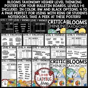 Blooms Taxonomy Posters Anchor Charts | Blooms Taxonomy Questions Chart ...