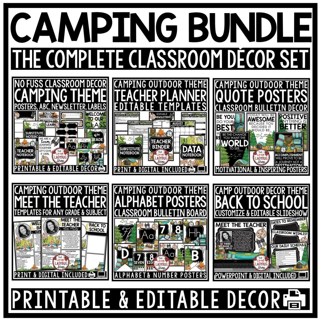 Outdoor Camp Theme Classroom Décor Bundle | Camping Motivational Quote ...