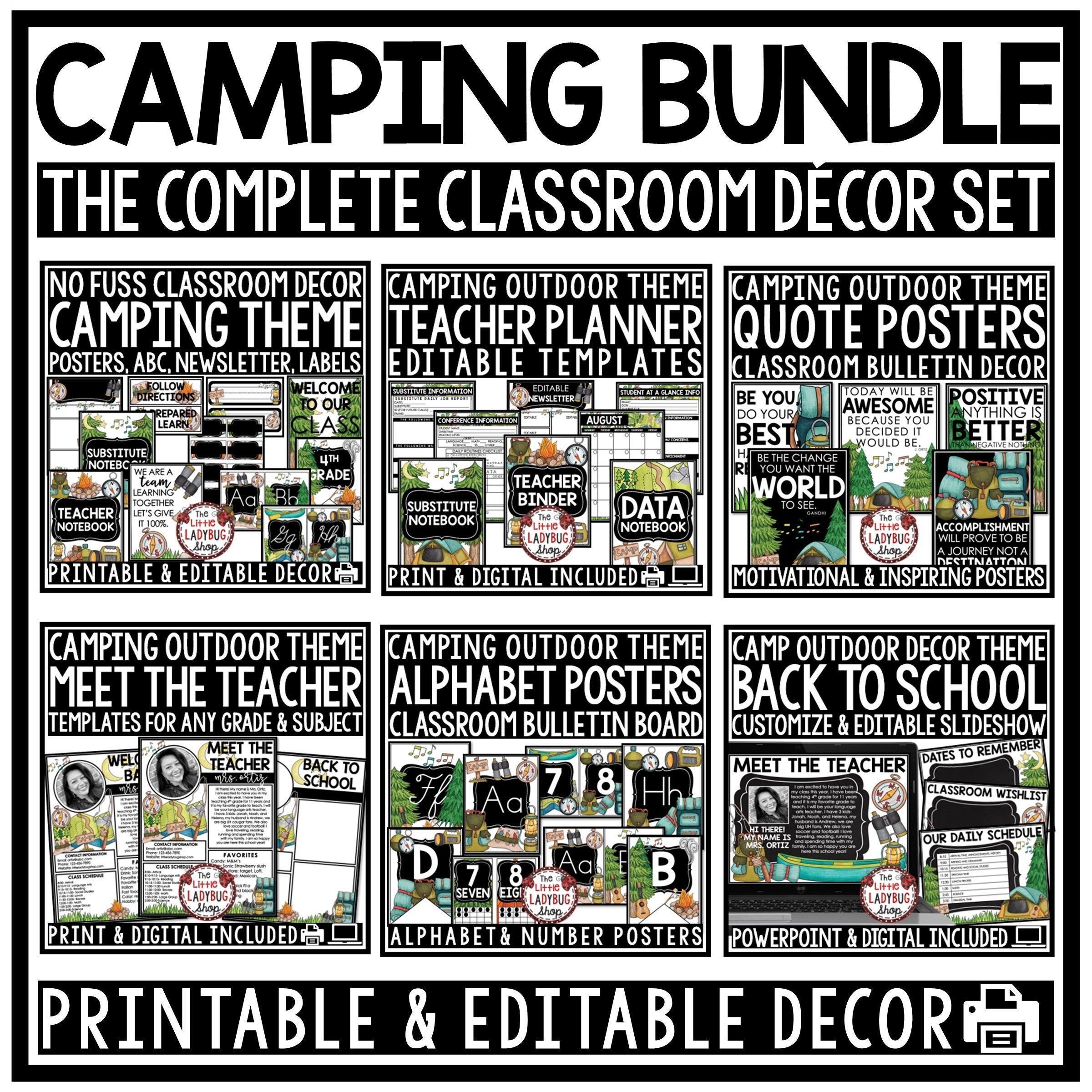 Outdoor Camp Theme Classroom Décor Bundle | Camping Motivational Quote ...