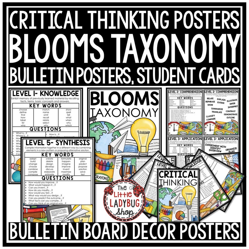 Blooms Taxonomy Posters Anchor Charts | Blooms Taxonomy Questions Chart ...