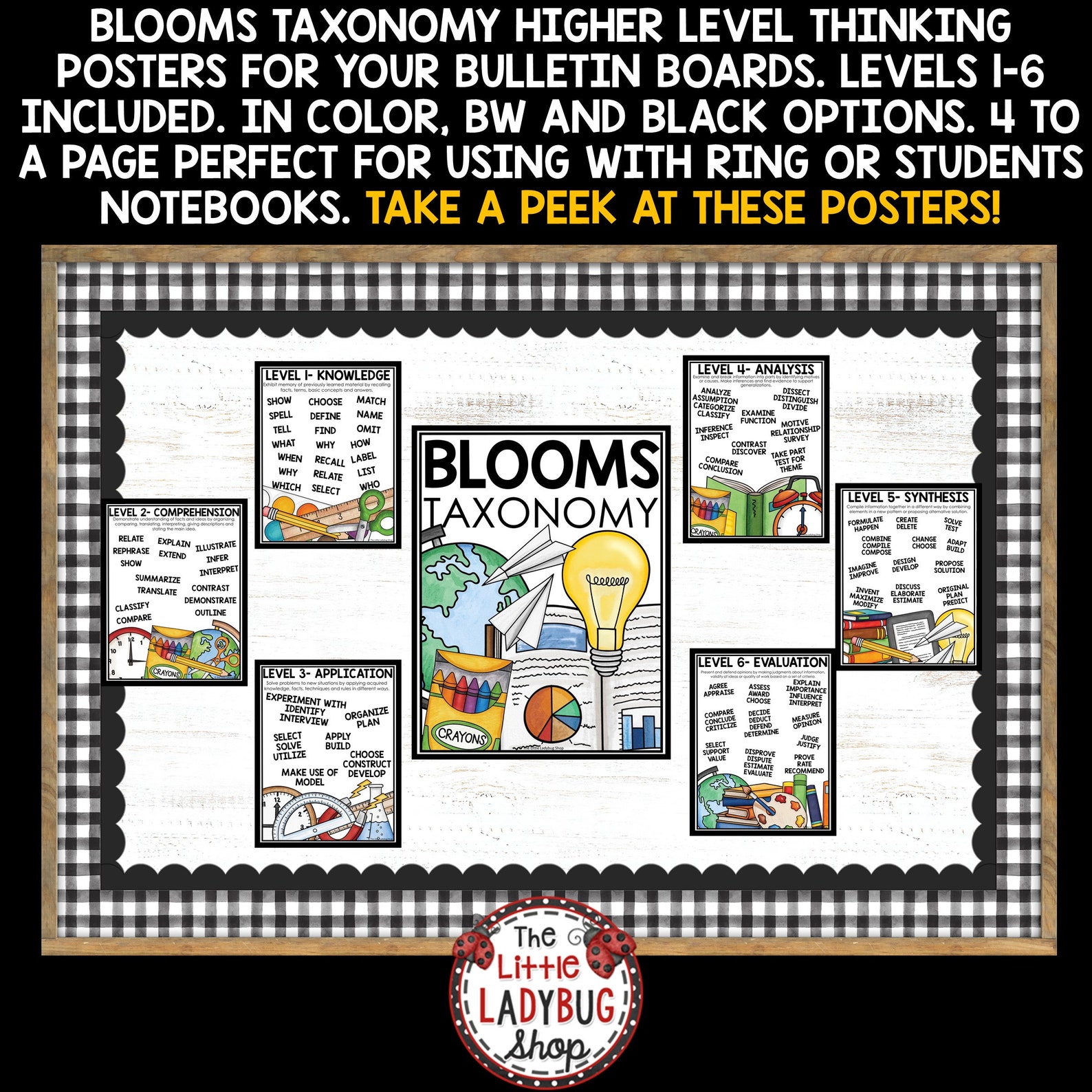 Blooms Taxonomy Posters Anchor Charts | Blooms Taxonomy Questions Chart ...