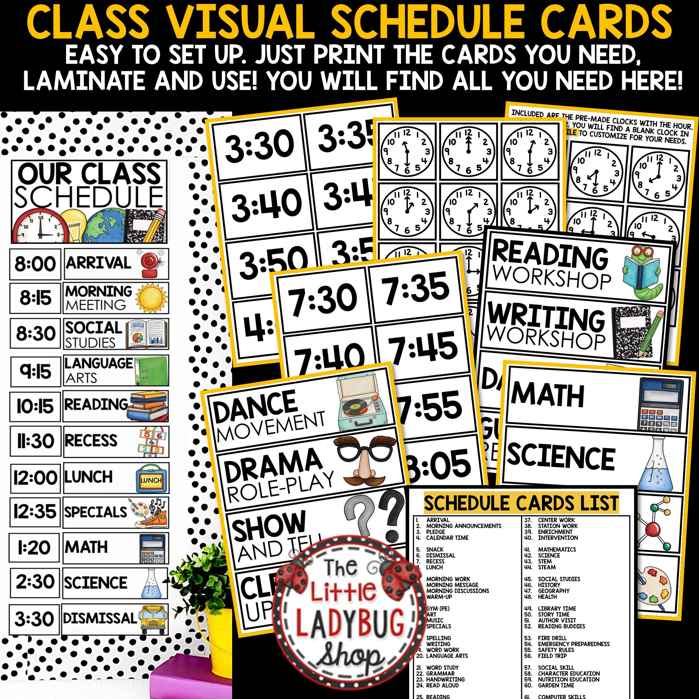 Class Daily Visual Schedule Cards Templates With Pictures | Daily ...
