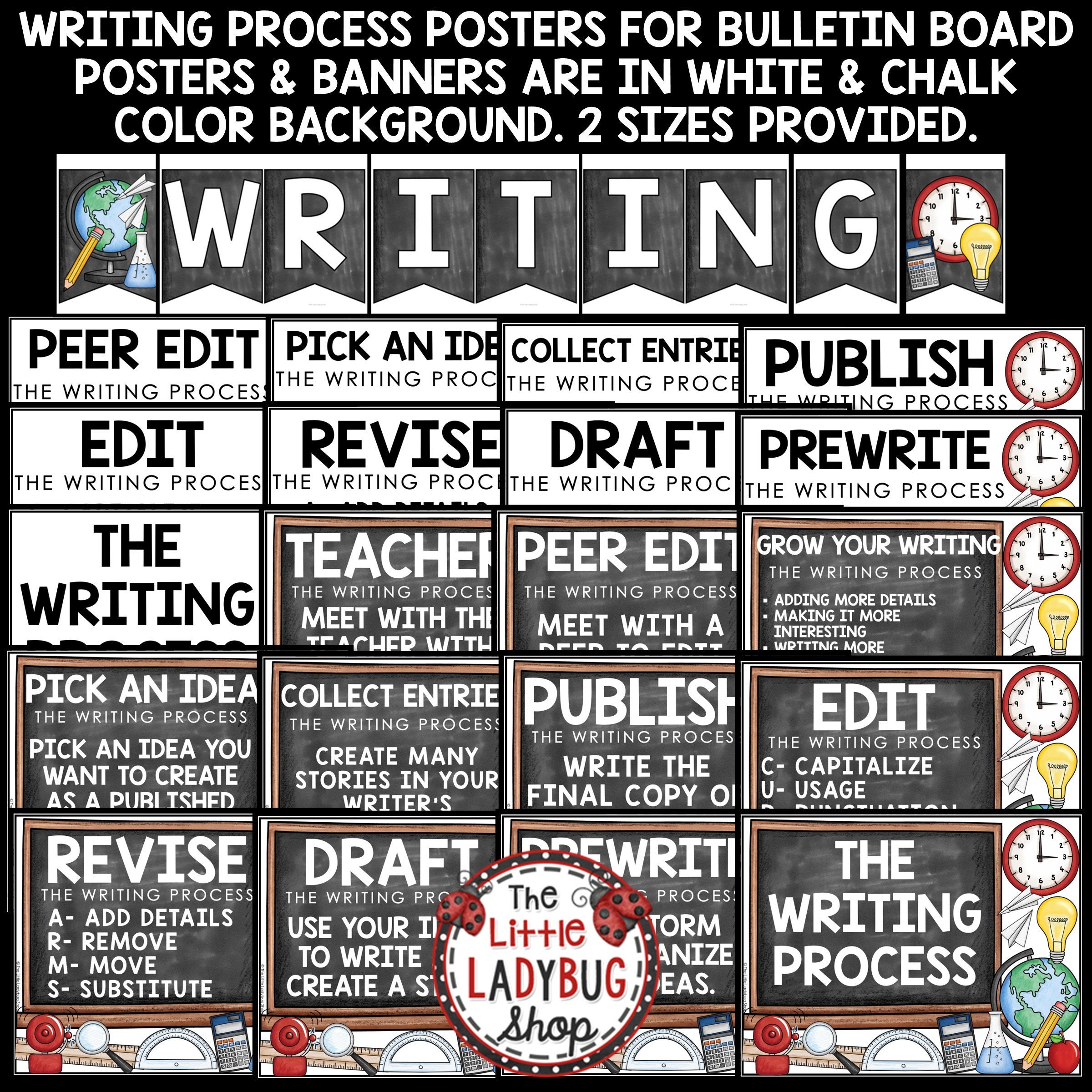 Writing Process Pencil Poster | Back to School Bulletin Board | Giant ...