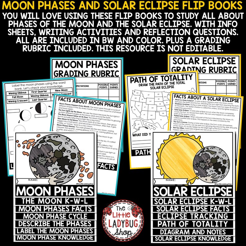 Total Solar Eclipse 2024 Activities | Solar Eclipse Worksheets Lunar ...