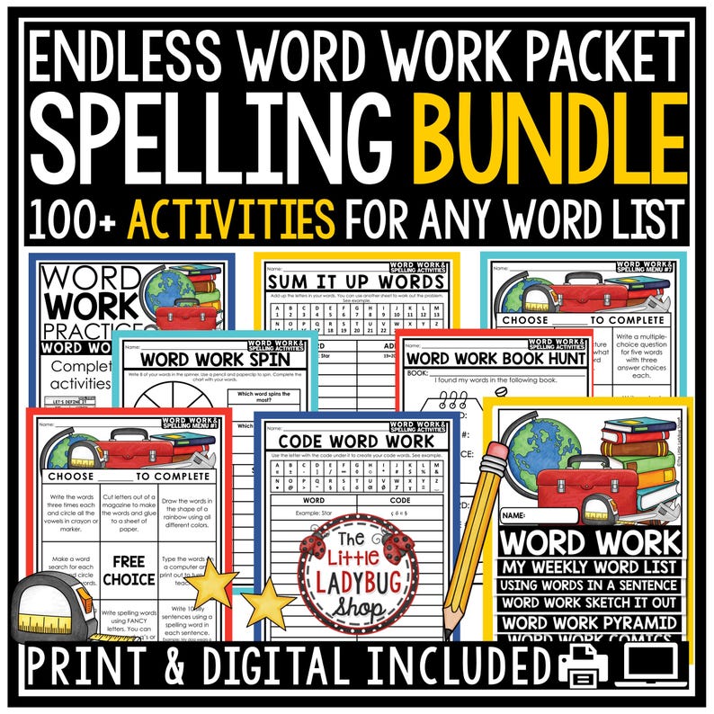 Spelling Word Work Practice 2nd 3rd 4th Grade Spelling Practice ...