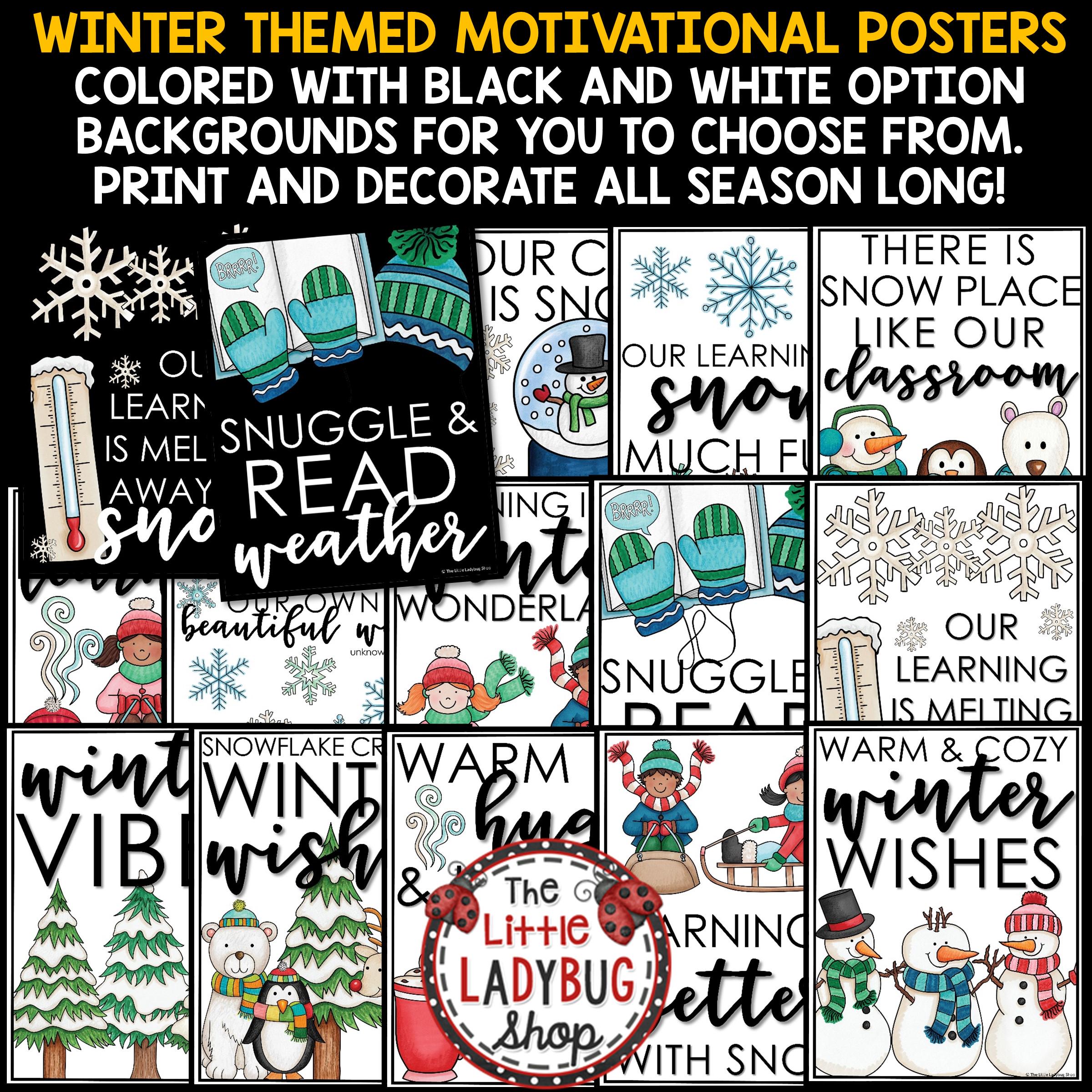 Winter Posters Bulletin Board | Winter Motivational Quote Posters ...