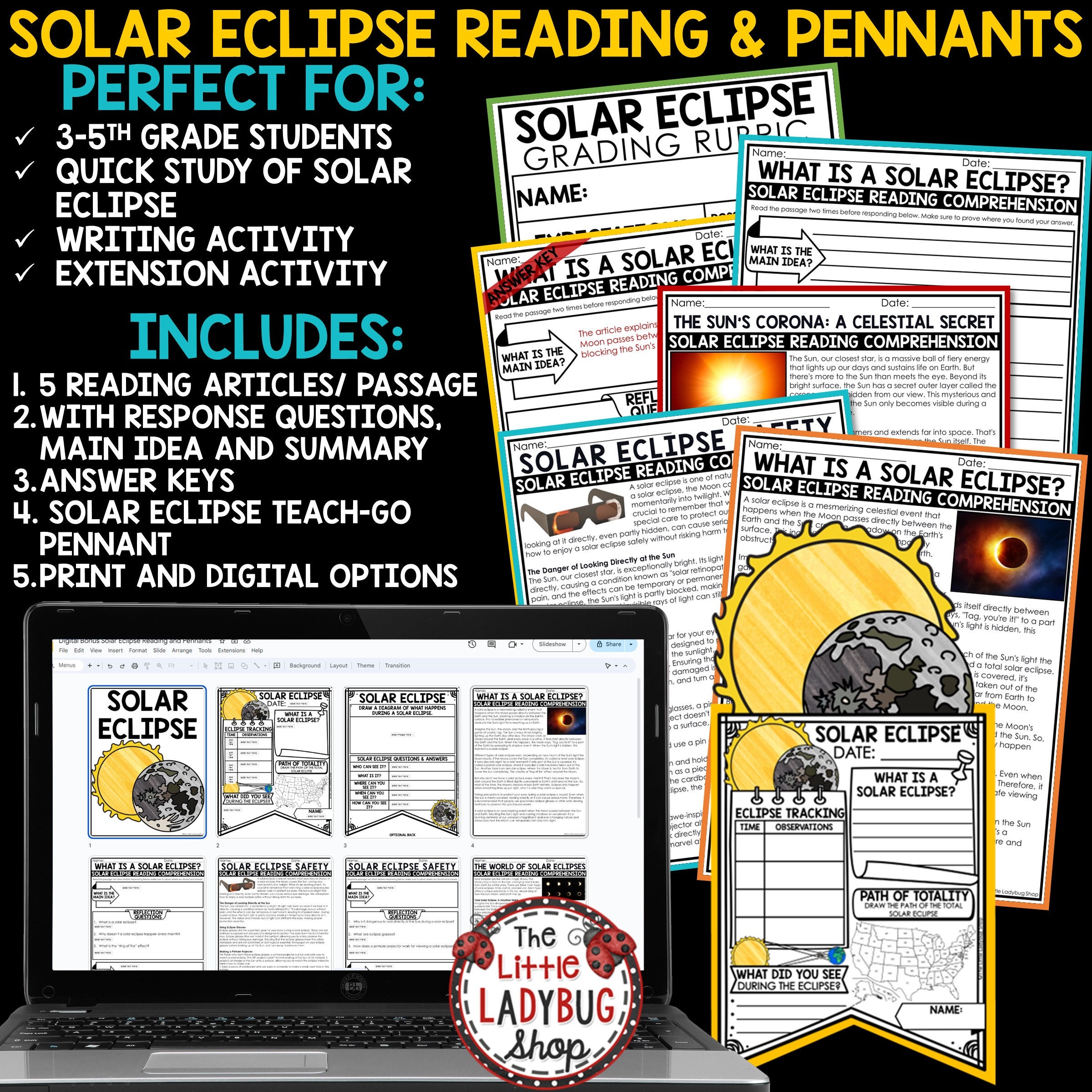 Actividades del eclipse solar total 2024 / Pasajes de lectura del ...