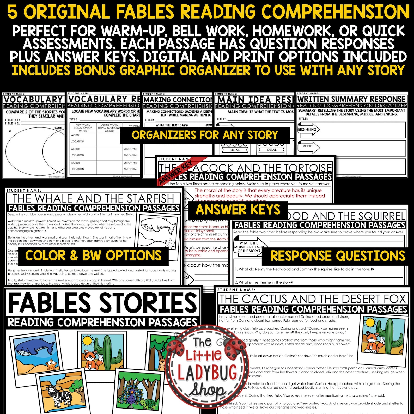 Fables Reading Passages | Fables Stories | Teaching Theme Activities ...