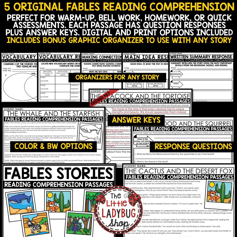 Fables Reading Passages | Fables Stories | Teaching Theme Activities ...