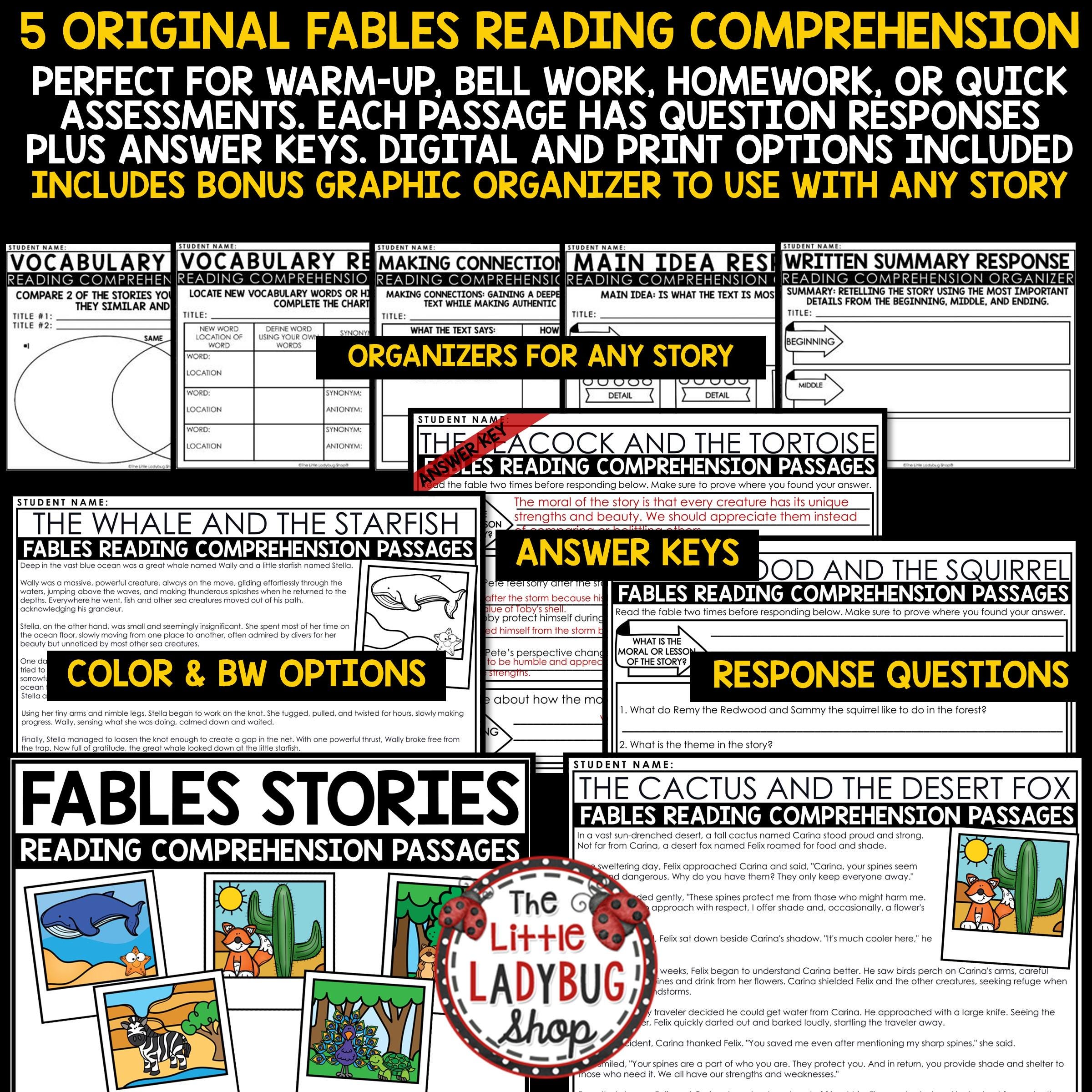 Fables Reading Passages | Fables Stories | Teaching Theme Activities ...
