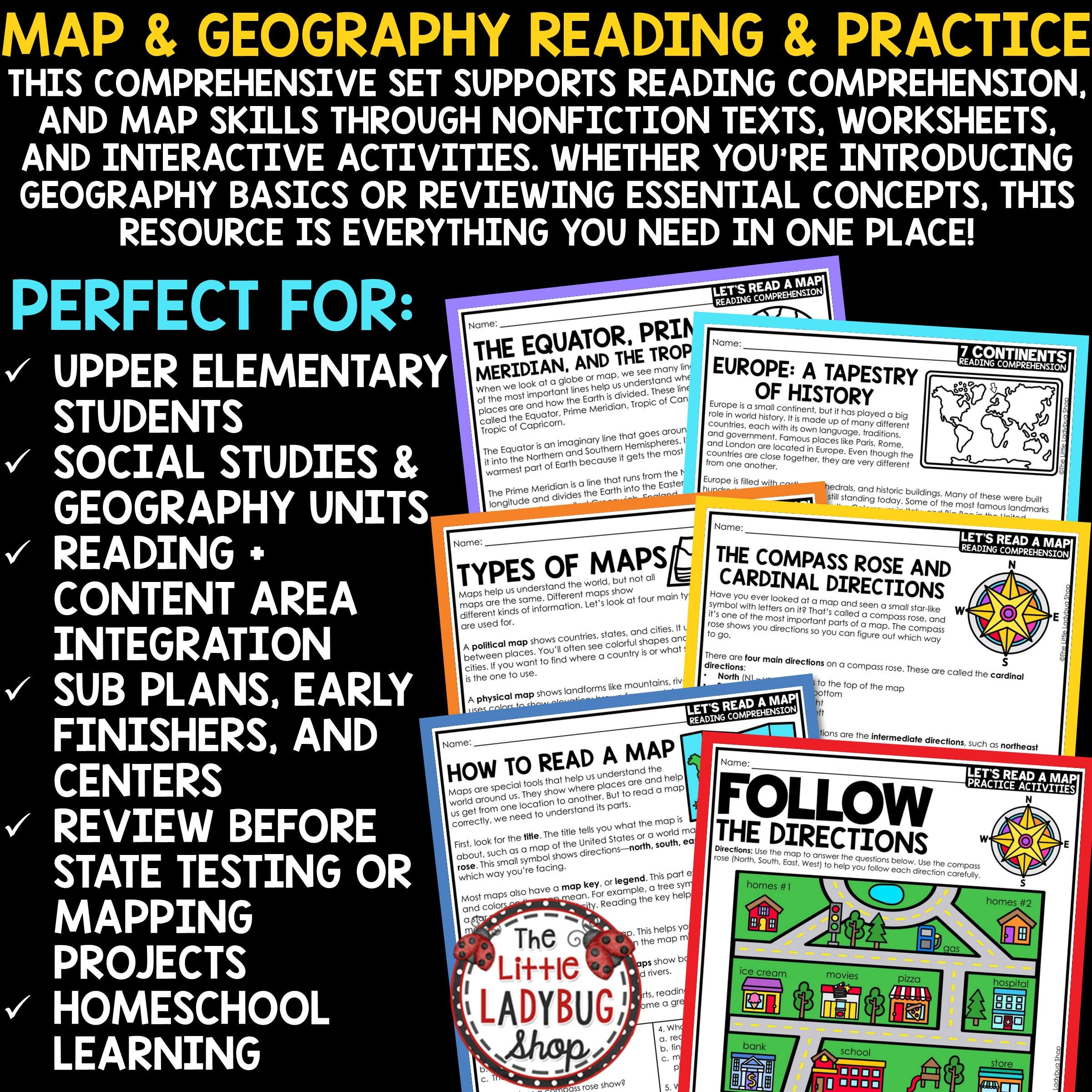 Geography World Map Skills Worksheets | Continents and Oceans Reading ...