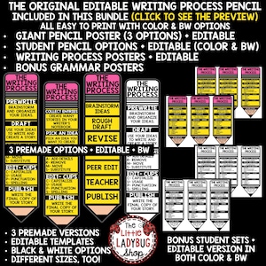 Writing Process Pencil Poster | Back to School Bulletin Board | Giant ...