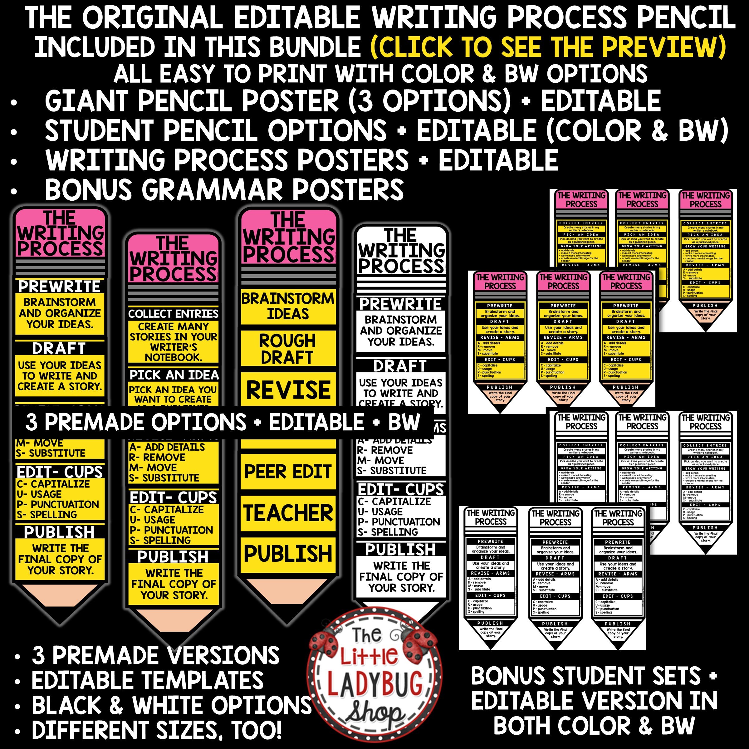 Writing Process Pencil Poster | Back to School Bulletin Board | Giant ...