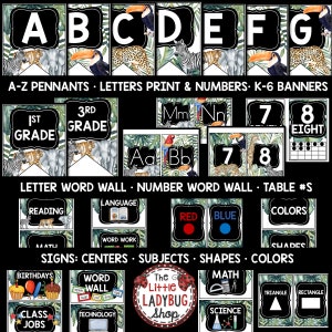 Tropical Jungle Classroom Decor Bundle | Safari Animal Jungle Tropical ...