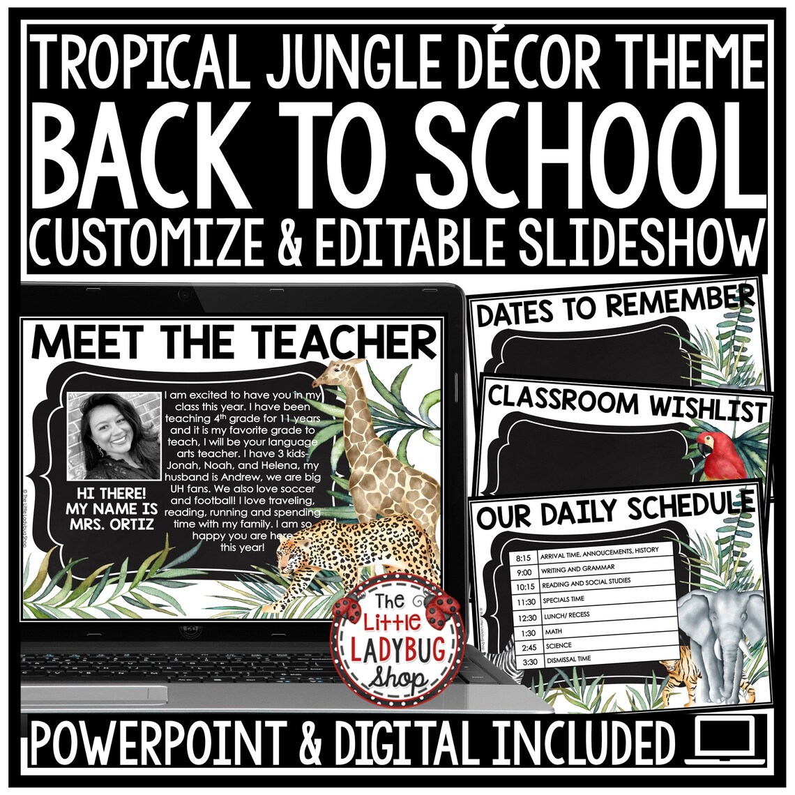 Tropical Jungle Classroom Decor Bundle | Safari Animal Jungle Tropical ...