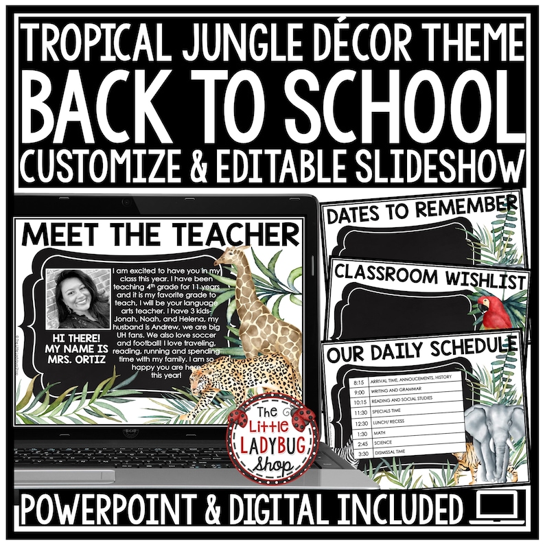 Tropical Jungle Classroom Decor Bundle Safari Animal Jungle Tropical ...