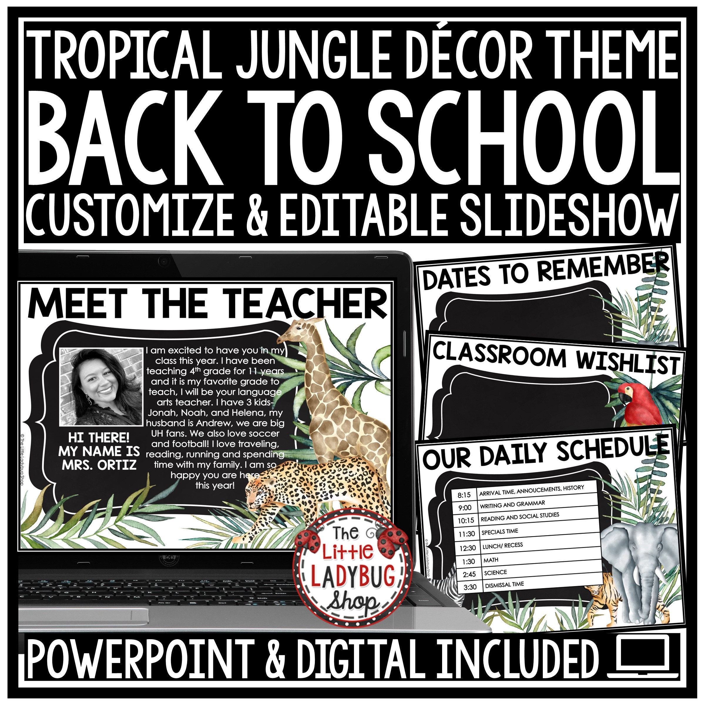 Tropical Jungle Classroom Decor Bundle Safari Animal Jungle Tropical ...