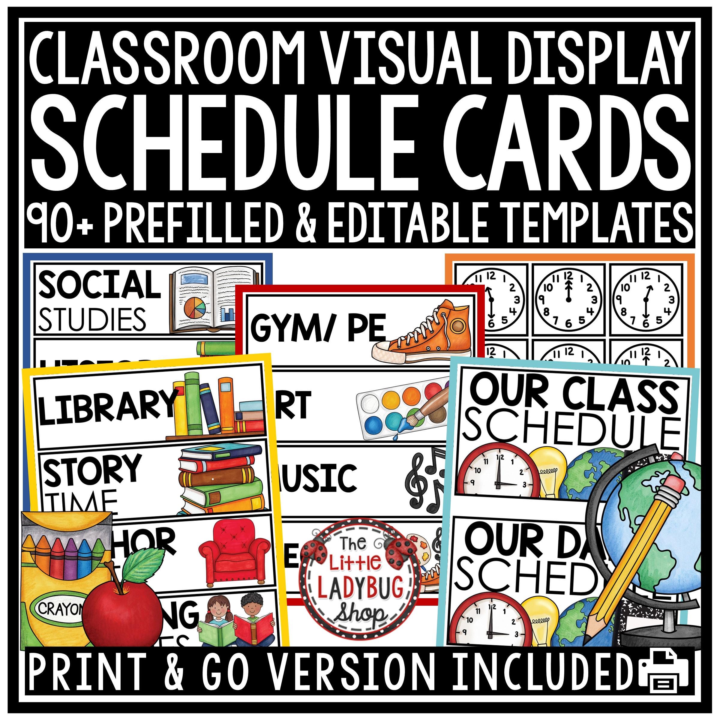 Class Daily Visual Schedule Cards Templates With Pictures | Daily ...