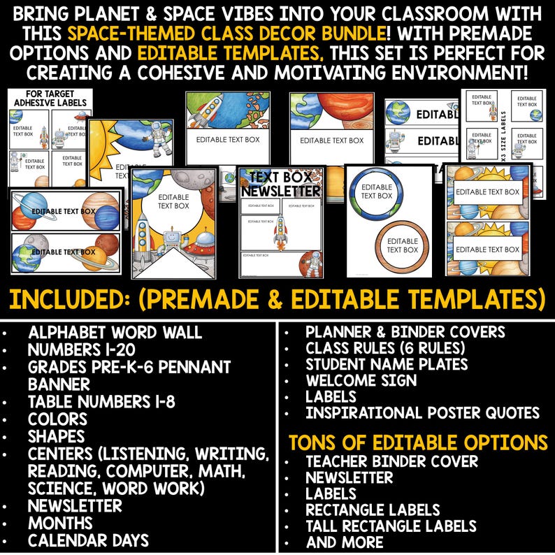 Space Theme Classroom Decor Bundle | Outer Space Theme Class Decor ...