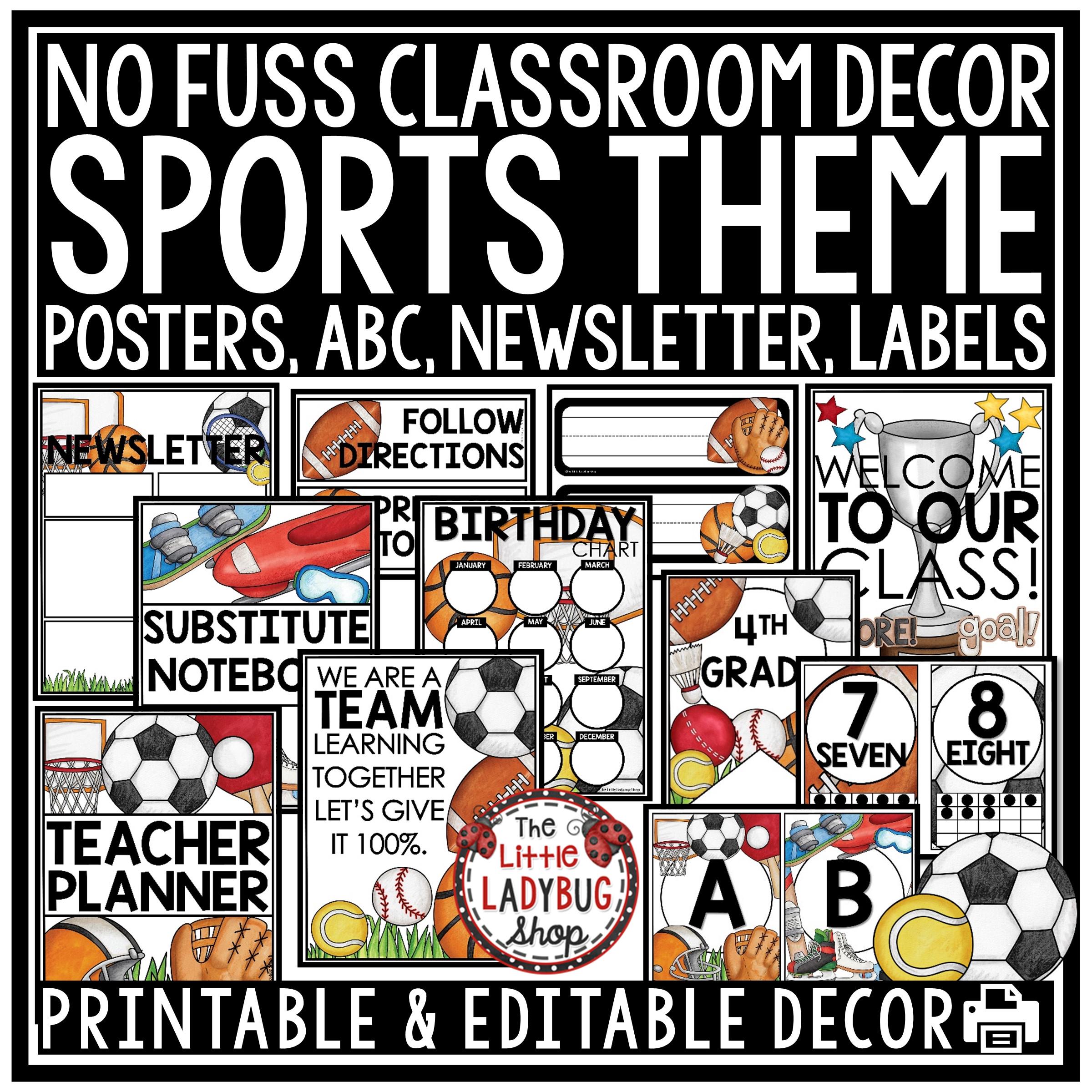 Sports Theme Classroom Decor Bundle | Sports Theme Motivational Quote ...