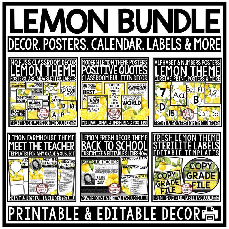 Lemon Classroom Decor Bundle | Lemon Themed Classroom Decor Bundle ...