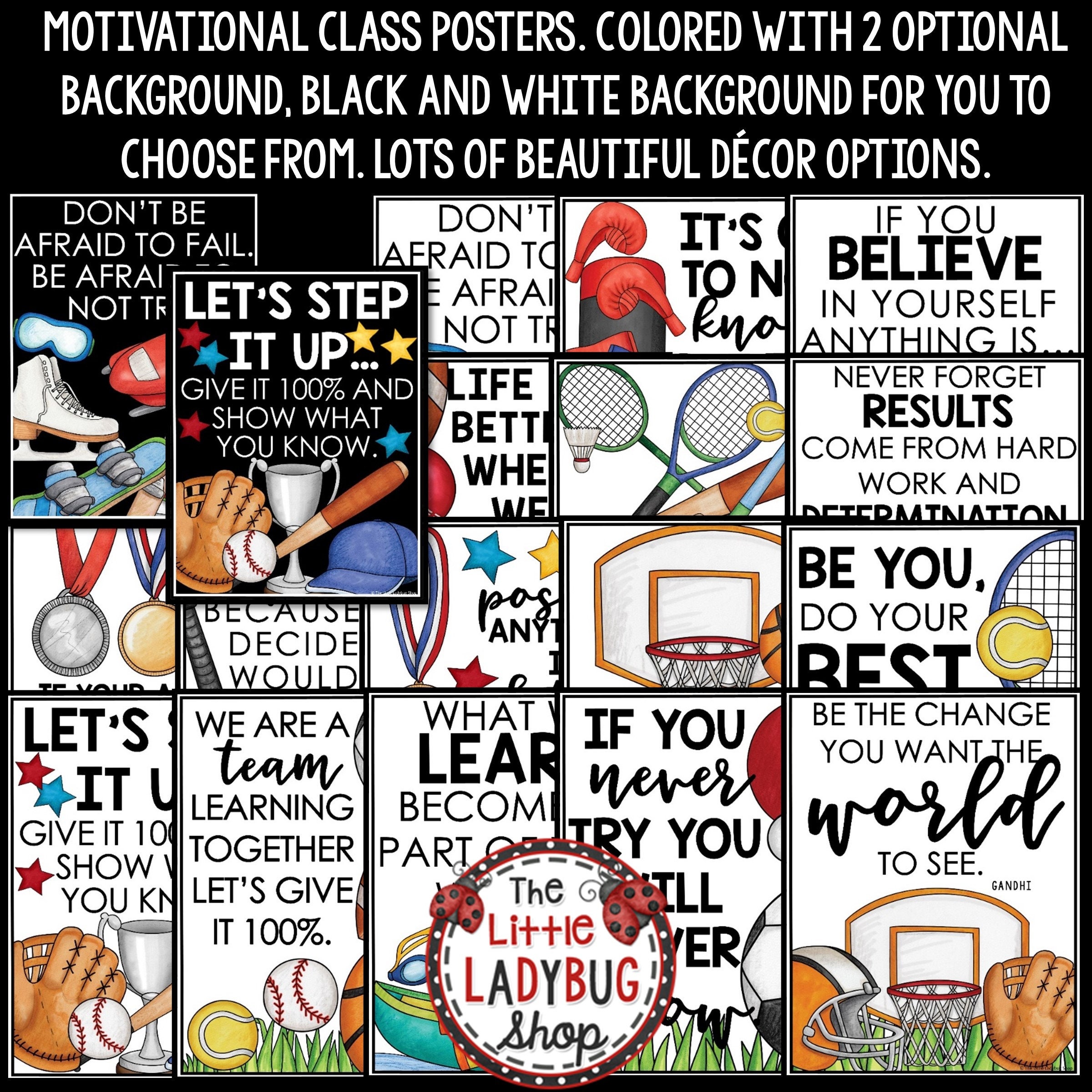 Sports Theme Classroom Decor Bundle Sports Theme Motivational Quote ...