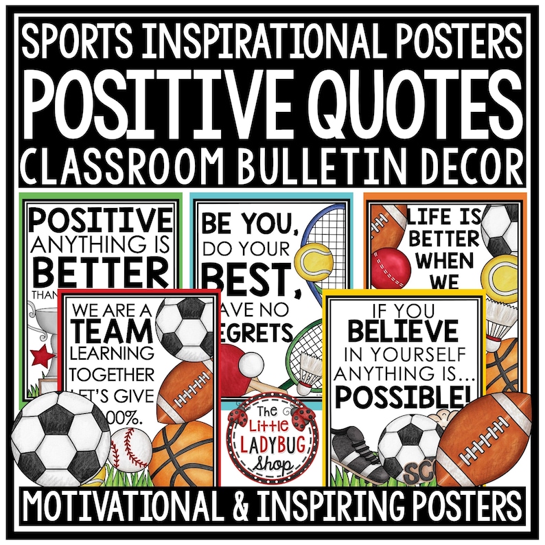 Sports Theme Classroom Decor Bundle | Sports Theme Motivational Quote ...
