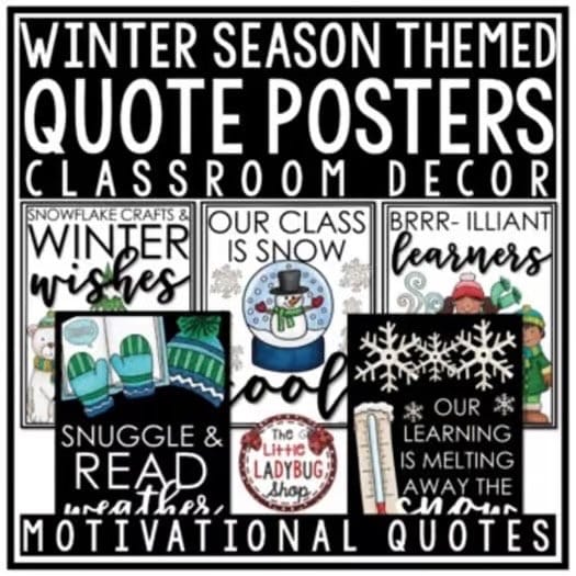 Winter Theme Classroom Decor Bulletin Board Holiday Motivational Quote ...