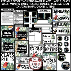 Tropical Jungle Classroom Decor Bundle | Safari Animal Jungle Tropical ...