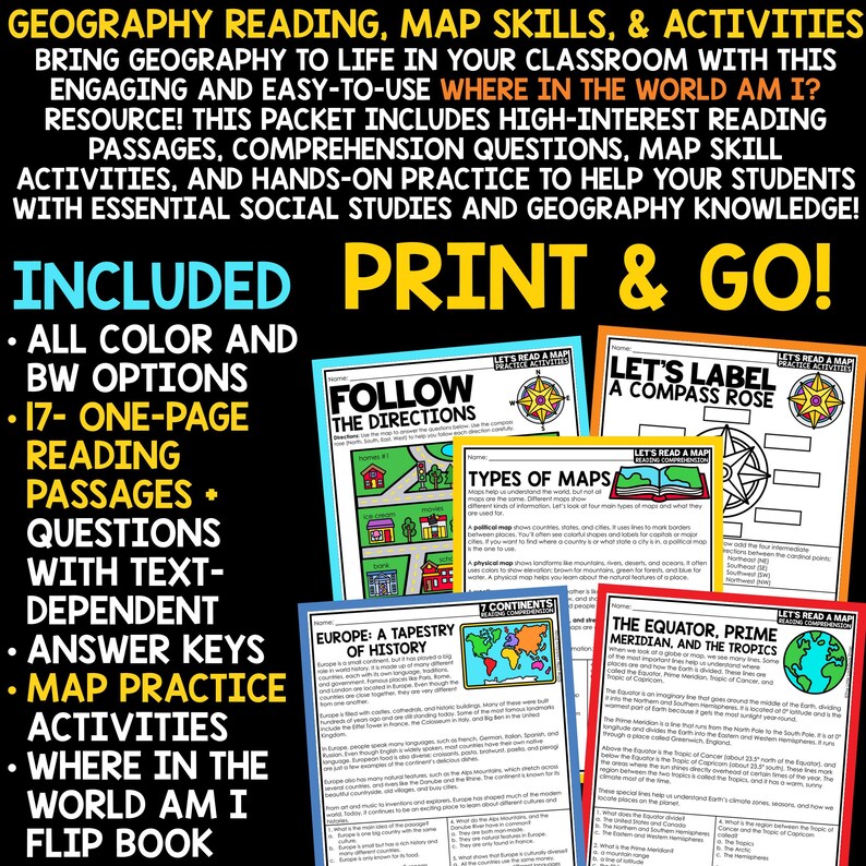 Geography World Map Skills Worksheets | Continents and Oceans Reading ...