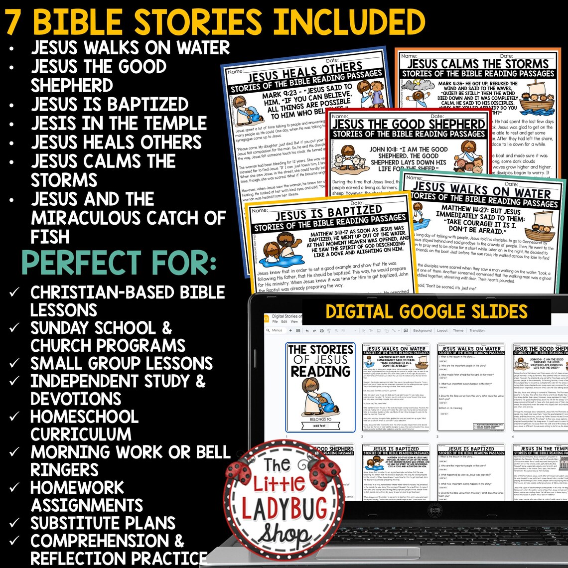 Christian Bible Stories Reading Passages | Bible Study Worksheets ...